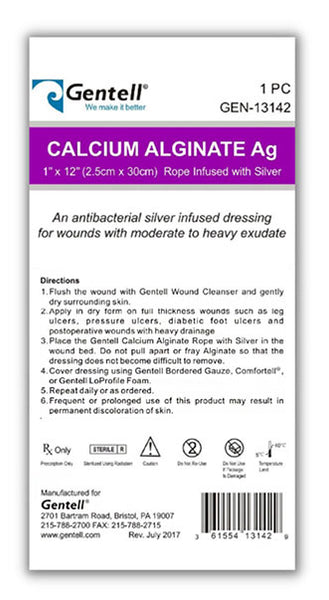 Calcium Alginate Ag (Silver) 12" Rope Dressing – Mak Medical
